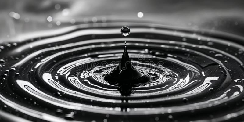 Black Liquid Creates Concentric Ripple Effect with Glistening ...