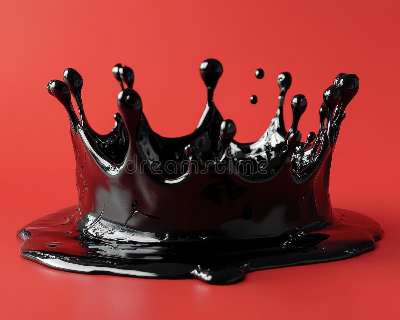 Black Liquid Crown Splash on Red Background Stock Illustration ...