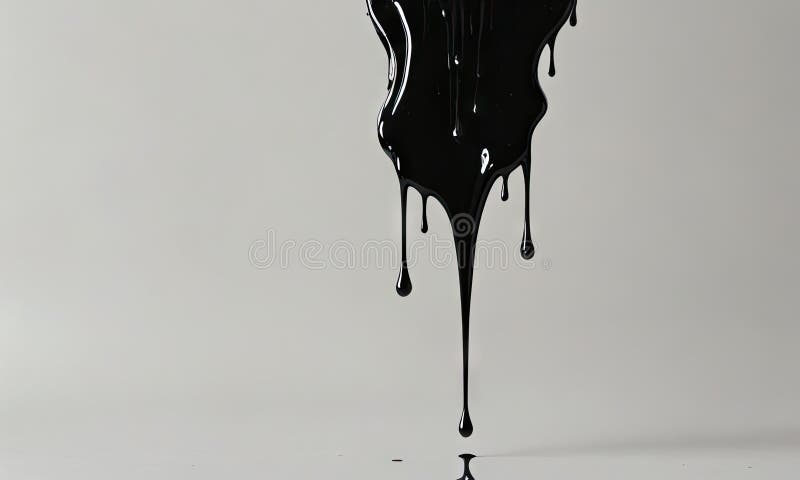 A Black Liquid is Dripping from a Container and Falling on a White ...