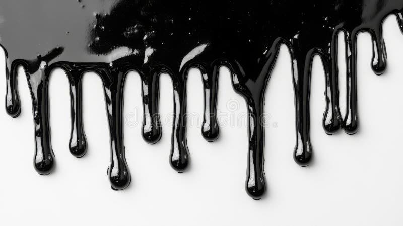 Black Liquid Dripping Down White Background Stock Illustration ...