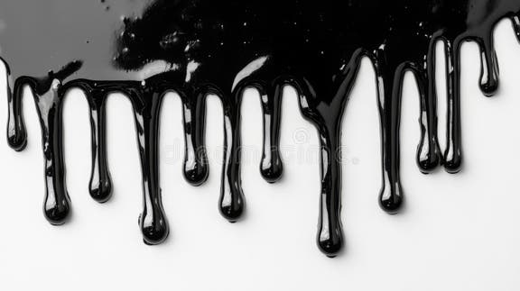 Black Liquid Dripping Down White Background Stock Illustration ...