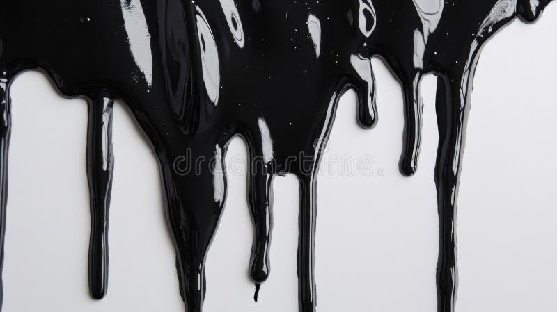 Black Liquid Dripping Down a White Surface Stock Illustration ...