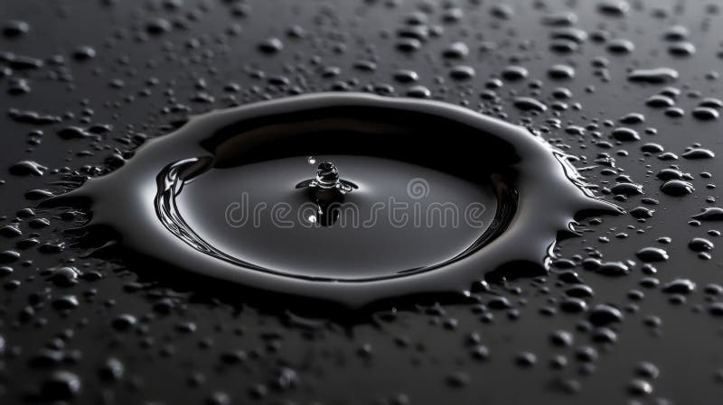 Black Liquid Drop Impact on Dark Surface Stock Illustration ...