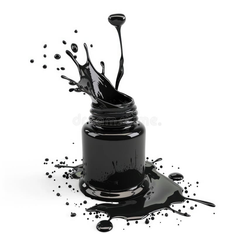 Dynamic Black Liquid Splashing from Jar Stock Illustration ...