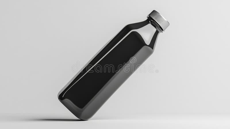 Black Liquid in Glass Bottle on White Background Stock Illustration ...