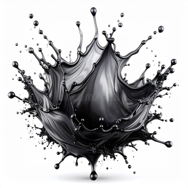 Black Liquid Splash Against White Background Stock Illustration ...