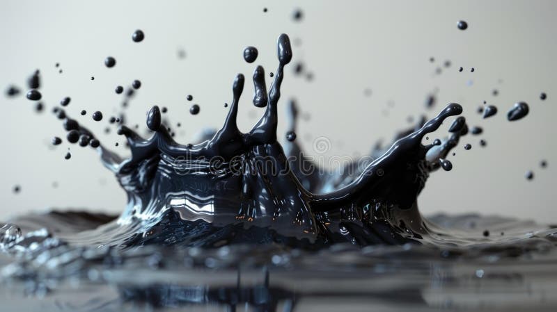 Black Liquid Splash Closeup - Generative Ai Stock Illustration ...