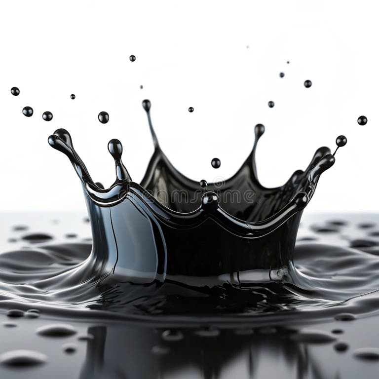 Black Liquid Splash 3D Render Isolated on White Background Stock ...