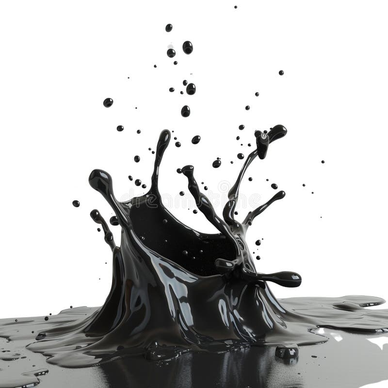A Black Liquid Splash with Droplets Flying Up Stock Illustration ...