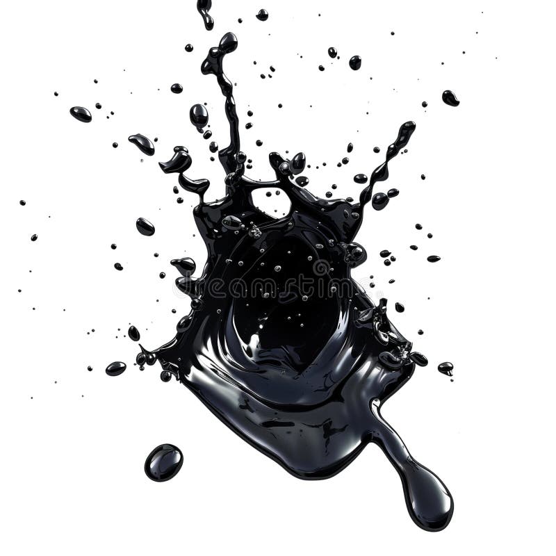 A Black Liquid Splash with Droplets of the Liquid Scattered in the ...