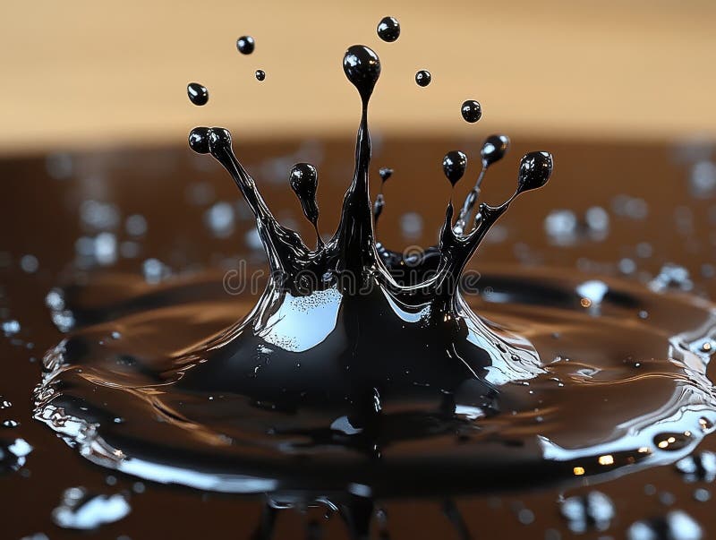 Black Liquid Splash Forms, Ferrofluid, Black Splash Spikes, Magnetic ...