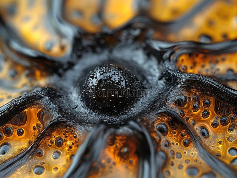 Black Liquid Splash Forms, Ferrofluid, Black Splash Spikes, Magnetic ...