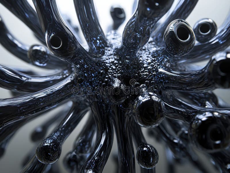 Black Liquid Splash Forms, Ferrofluid, Black Splash Spikes, Magnetic ...