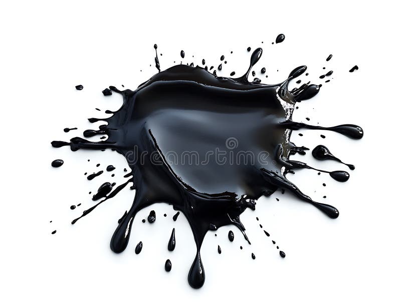 Black Liquid Splash Isolated on White Stock Illustration - Illustration ...