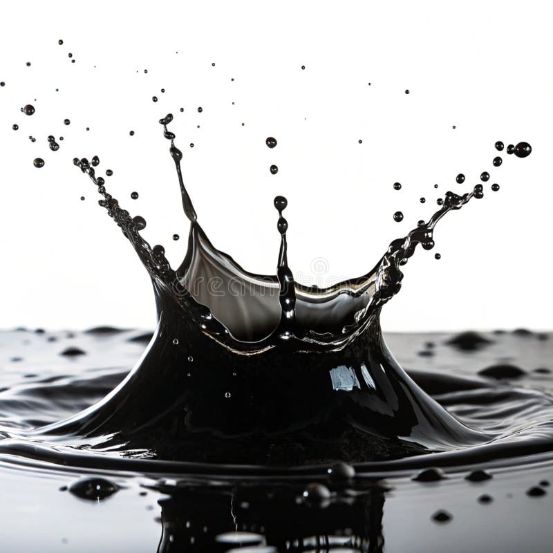 Black Liquid Splash Isolated on White Background Stock Illustration ...