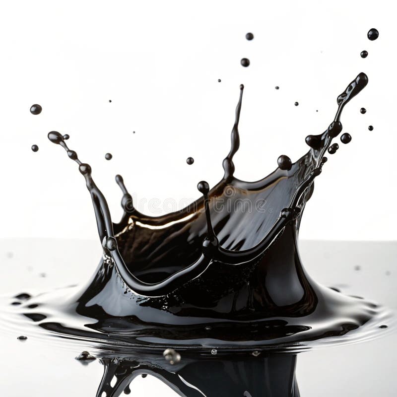 Black Liquid Splash Isolated on White Background Stock Image - Image of ...