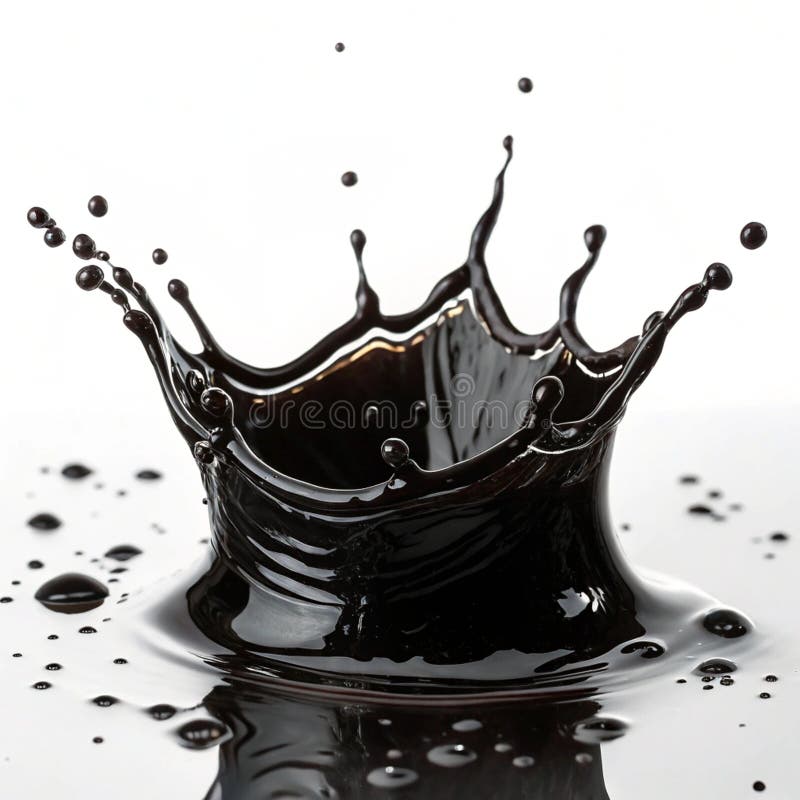 Black Liquid Splash Isolated on White Background Stock Illustration ...