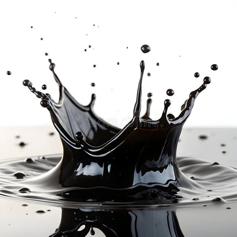 Black Liquid Splash Isolated on White Background Stock Illustration ...