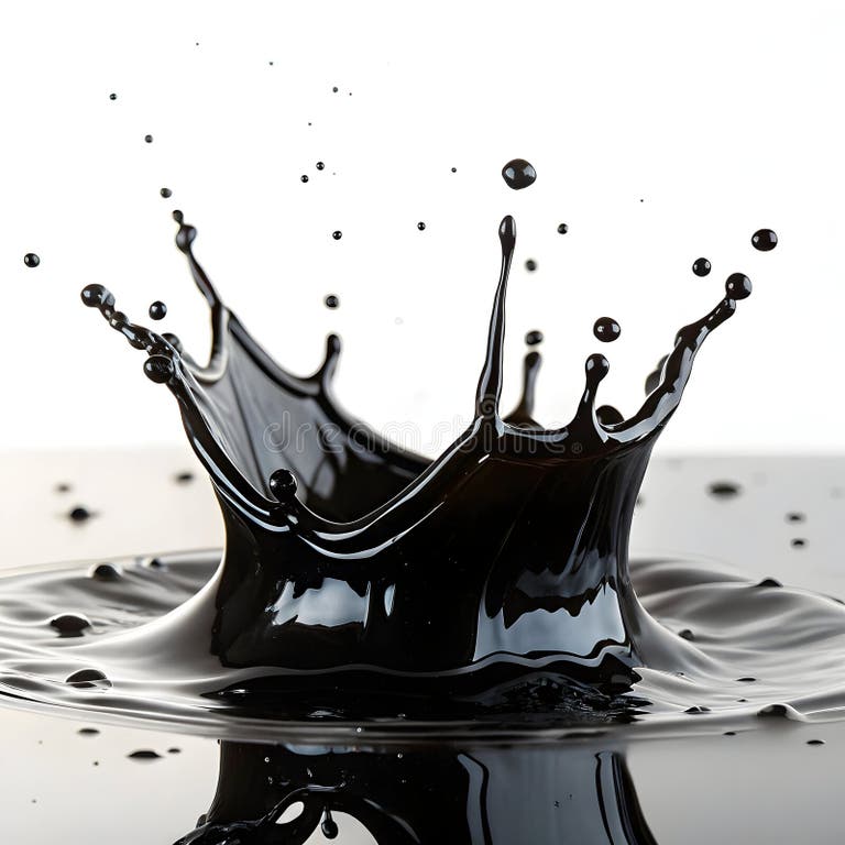 Black Liquid Splash Isolated on White Background Stock Illustration ...