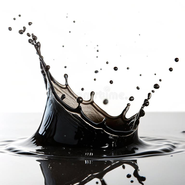Black Liquid Splash Isolated on White Background Stock Illustration ...
