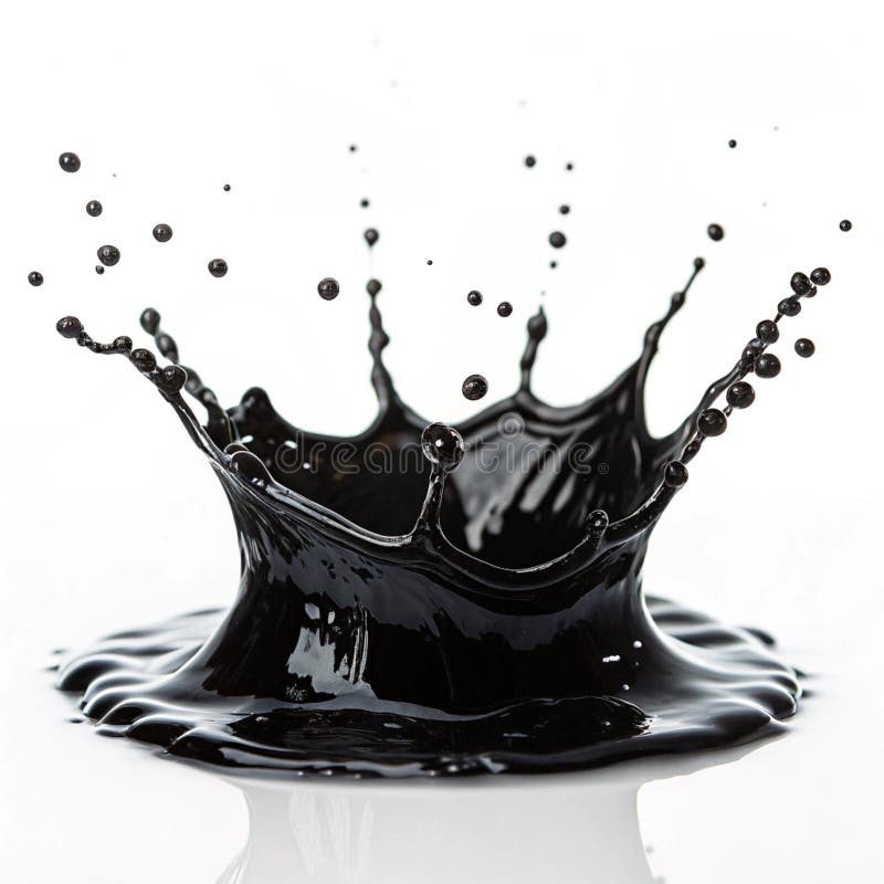 Black Liquid Splash Isolated on White Background Stock Illustration ...