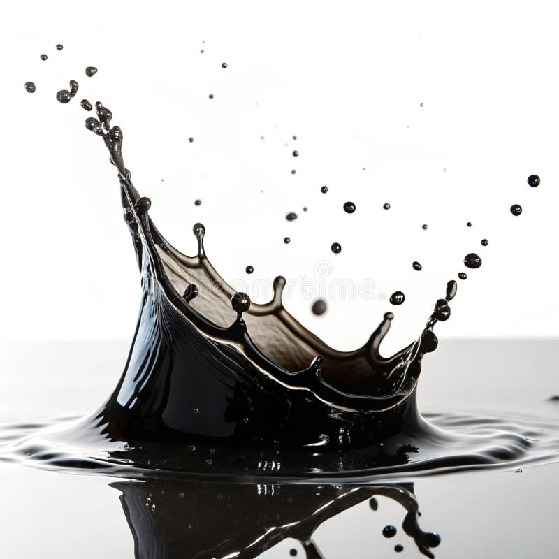 Black Liquid Splash Isolated on White Background Stock Illustration ...
