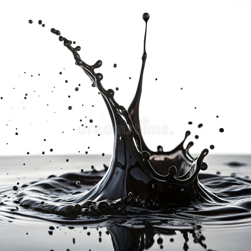 Black Liquid Splashes Isolated on White Background Stock Illustration ...