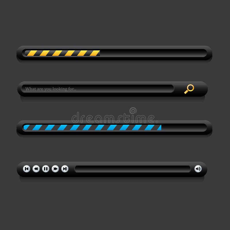 Slider And Loading Bars Set Stock Vector - Illustration of equipment ...