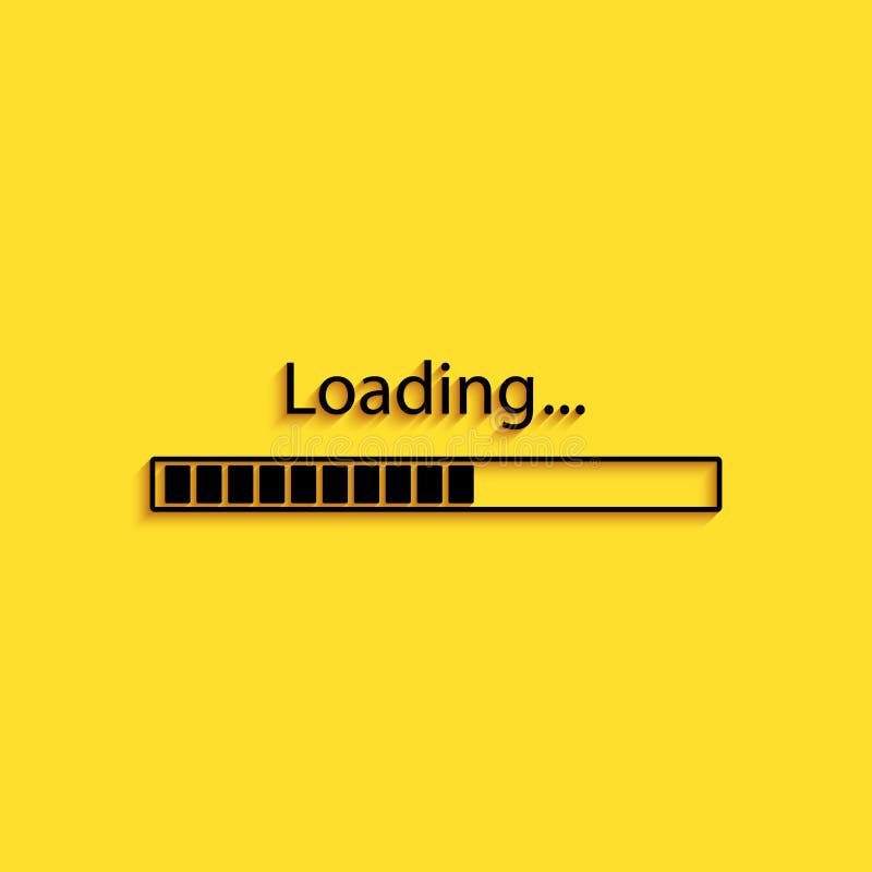 Black Loading and Gear Icon Isolated on Yellow Background. Progress Bar ... Black Loading and Gear Icon Isolated on Yellow Background. Progress Bar ...