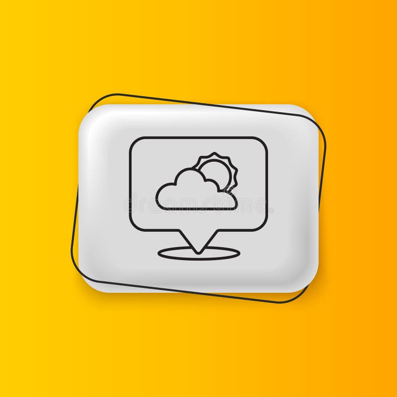 Black Location Cloud Icon Isolated on Yellow Background. Silver ...
