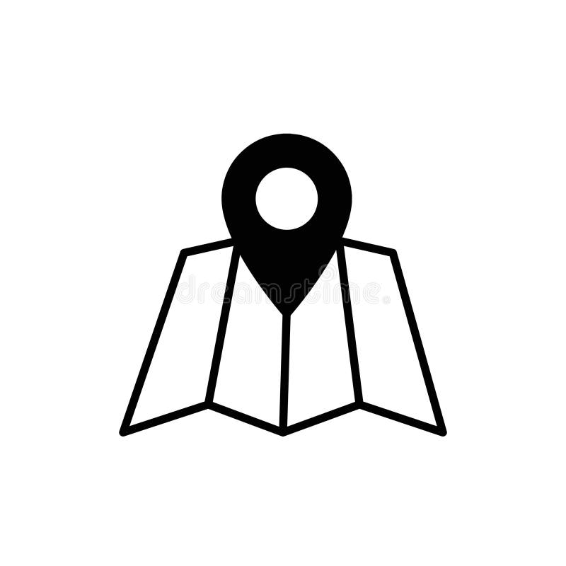 Black Location Icon with Map. Address Symbol Stock Vector ...