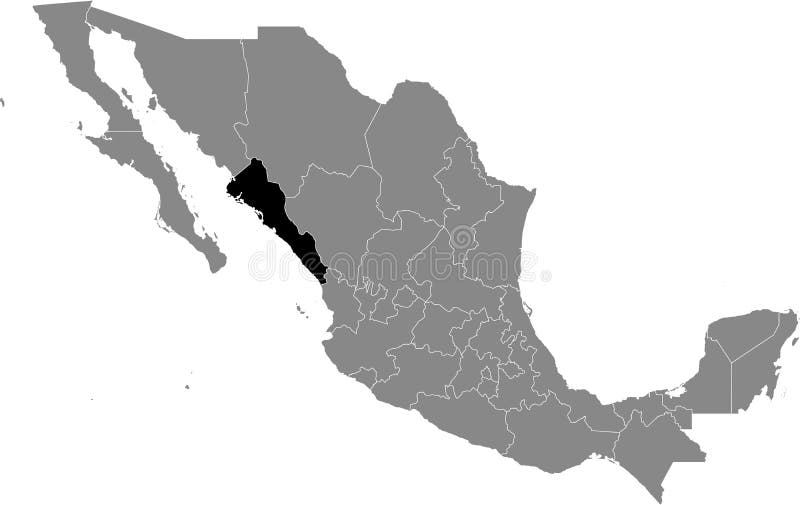 Sinaloa Map with Mexican National Flag Illustration Stock Vector ...