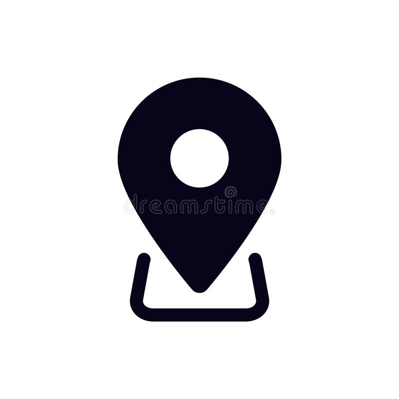Black Location Pin Icon with Simple Clean Design Stock Illustration ...