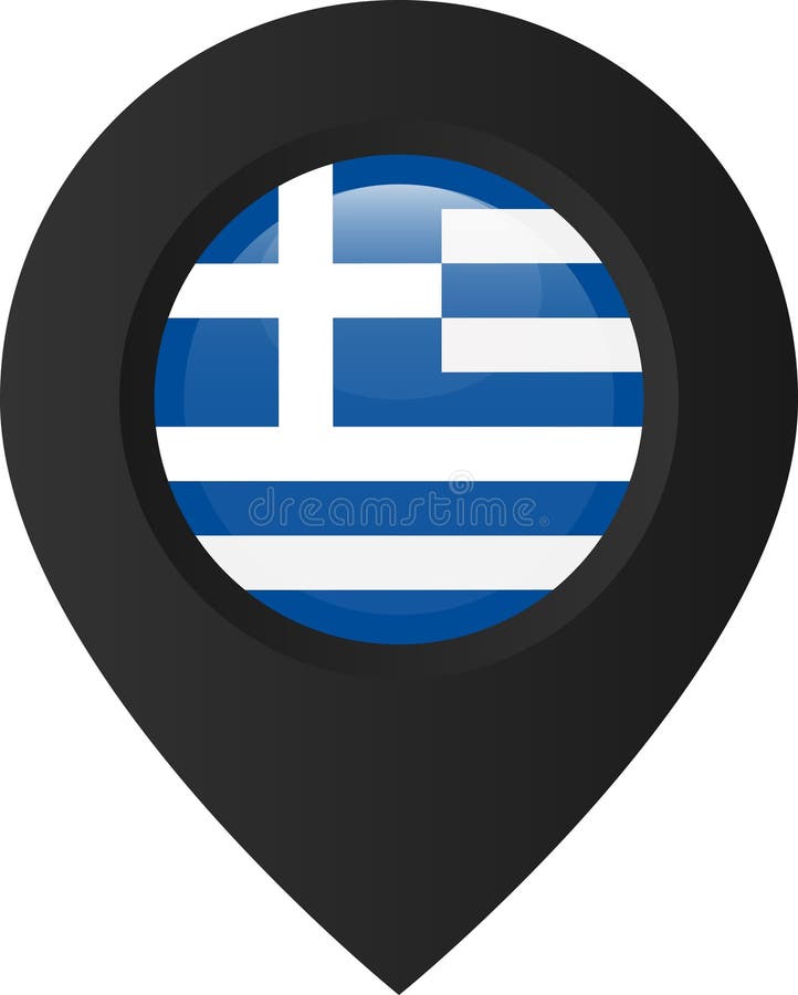 Black Location Point with the Flag of Greece on it Stock Vector ...