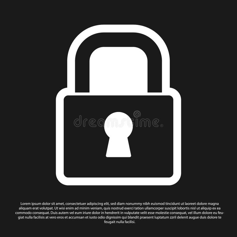Black Lock Icon Isolated on Black Background. Padlock Sign. Security ...