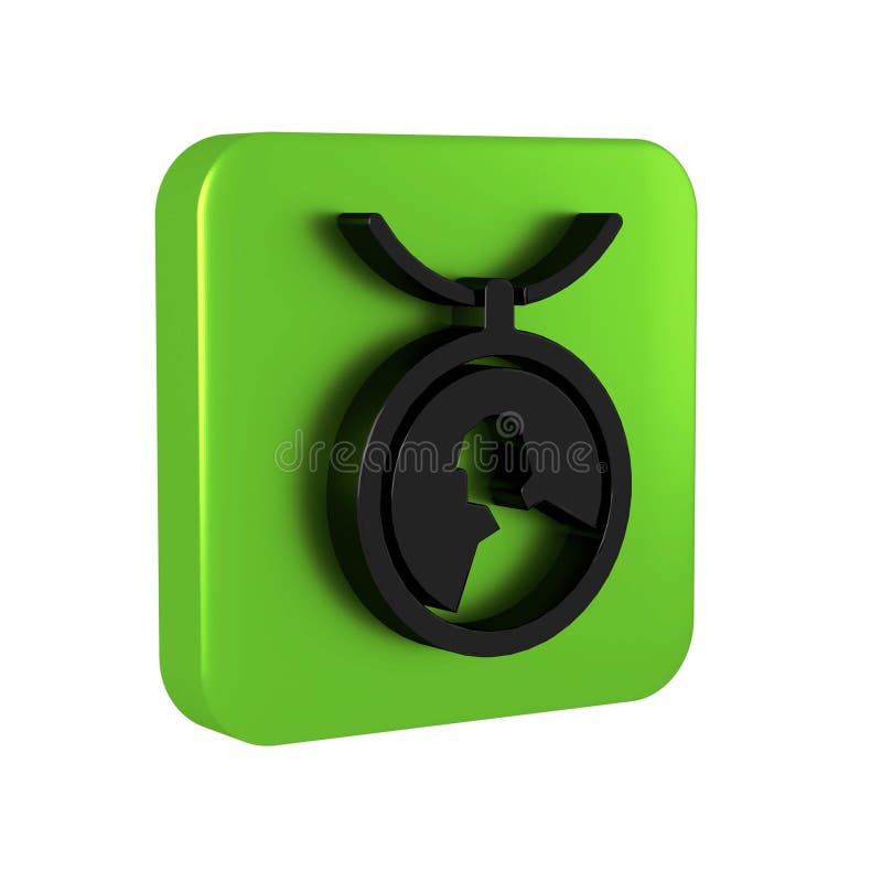 Black Locket on Necklace Icon Isolated on Transparent Background. Green ...