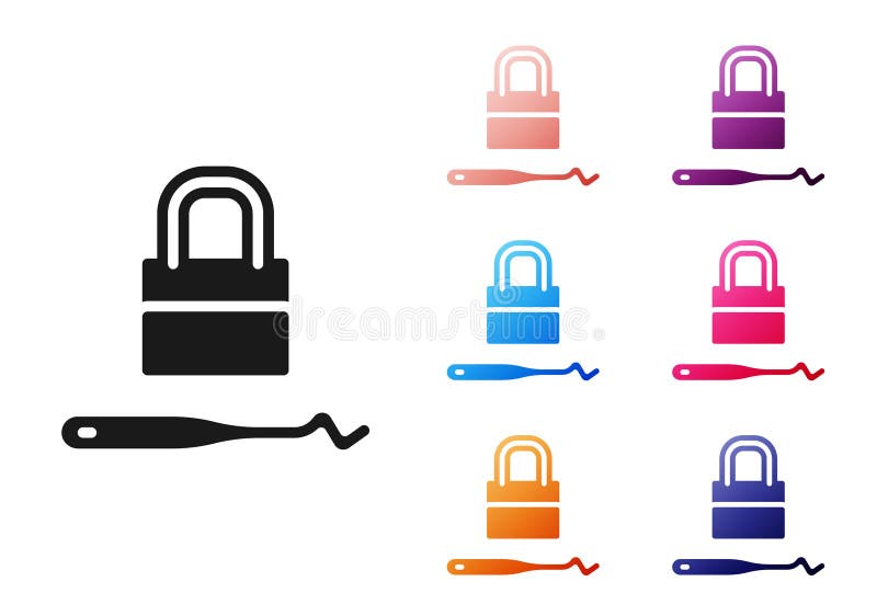 Black Lockpicks or Lock Picks for Lock Picking Icon Isolated on ...