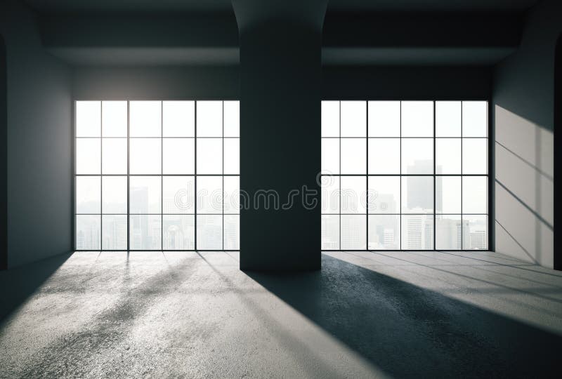 Black Loft Interior Backlit Stock Illustration - Illustration of indoor ...