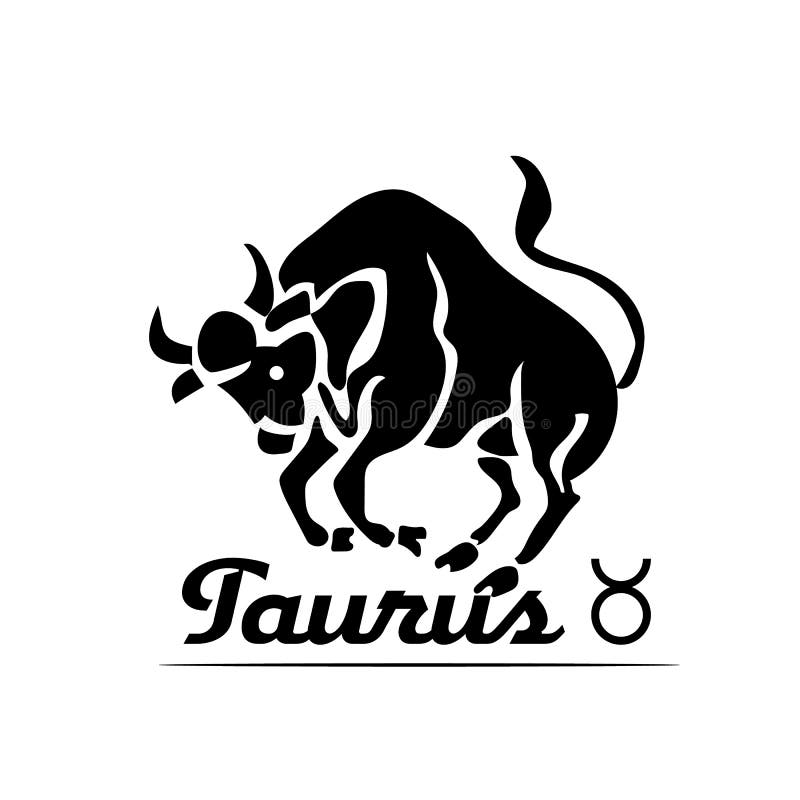 Black Logo Icon For Site Zodiac Sign Taurus Bull On White Back Stock