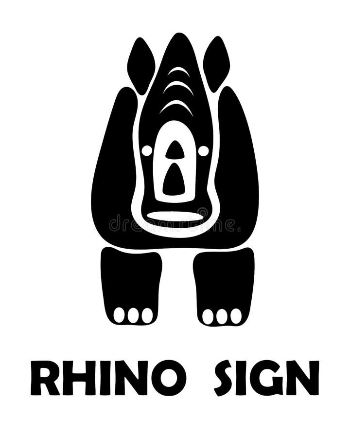 Rhino Sign stock vector. Illustration of wood, standing - 14658656