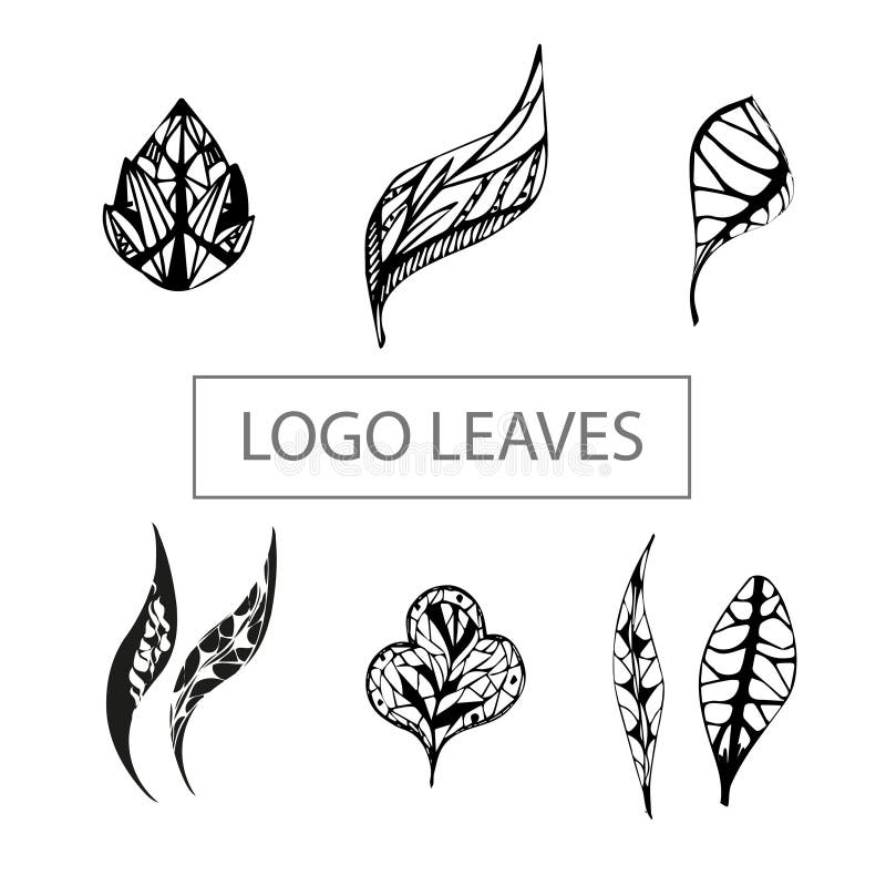 Black Logos LEAVES on a White Background Stock Vector - Illustration of ...