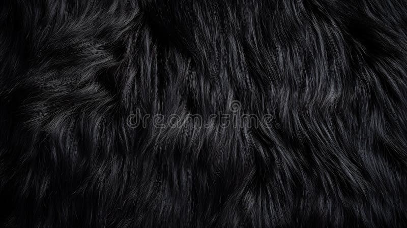 Black Long Fiber Soft Fur Background. Wool Texture Stock Illustration ...