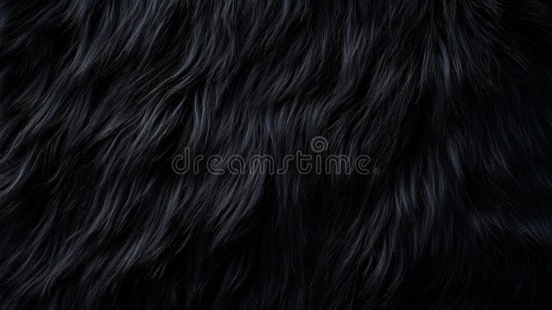 Black Long Fiber Soft Fur Background. Wool Texture Stock Illustration ...