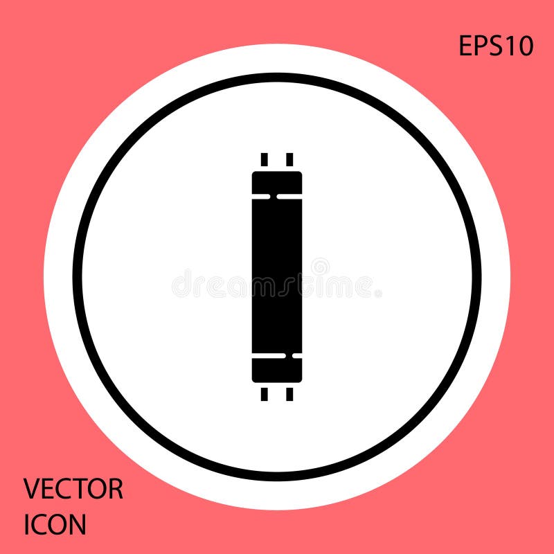 Black Long Luminescence Fluorescent Energy Saving Lamp Icon Isolated on ...