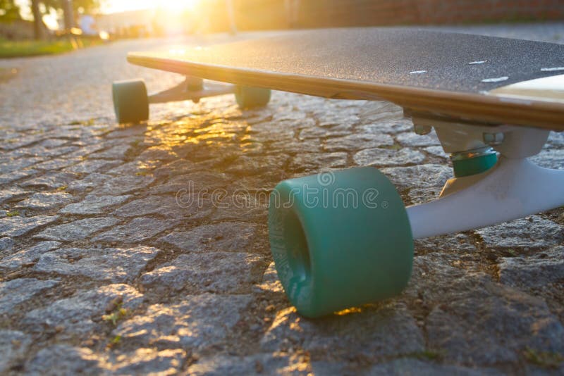 Black Longboard on the Street Stock Image - Image of hipster, shadow ...