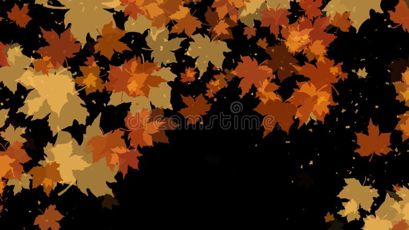 Black Loop Background with Falling Autumn Yellow Dry Maple Leaves ...