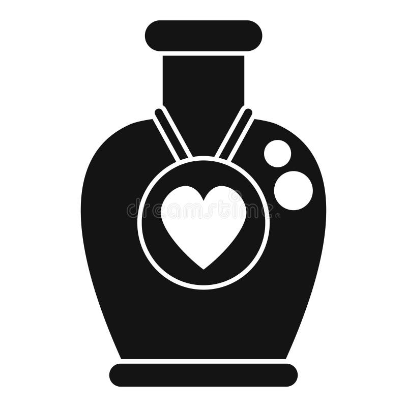 Black Love Potion Bottle with Heart Pendant Hanging on String Icon ...