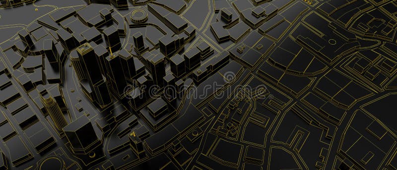 Black Low Poly City Above View Stock Illustration - Illustration of ...