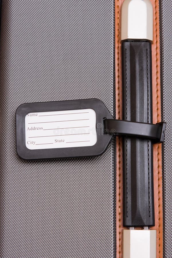 Black Luggage Tag on Baggage Stock Photo - Image of strap, name: 6385496