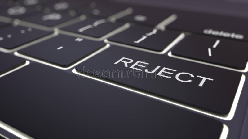 Black Luminous Computer Keyboard and Reject Key. Conceptual 3D ...